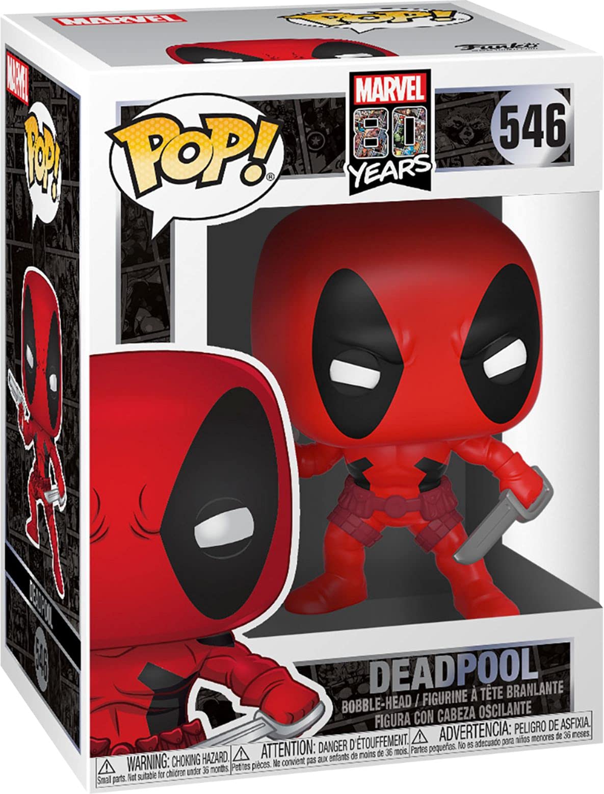 POP Marvel: First Appearance - Deadpool Funko Pop! Vinyl Figure (Bundled with Compatible Pop Box Protector Case), Multicolor, 3.75 inches