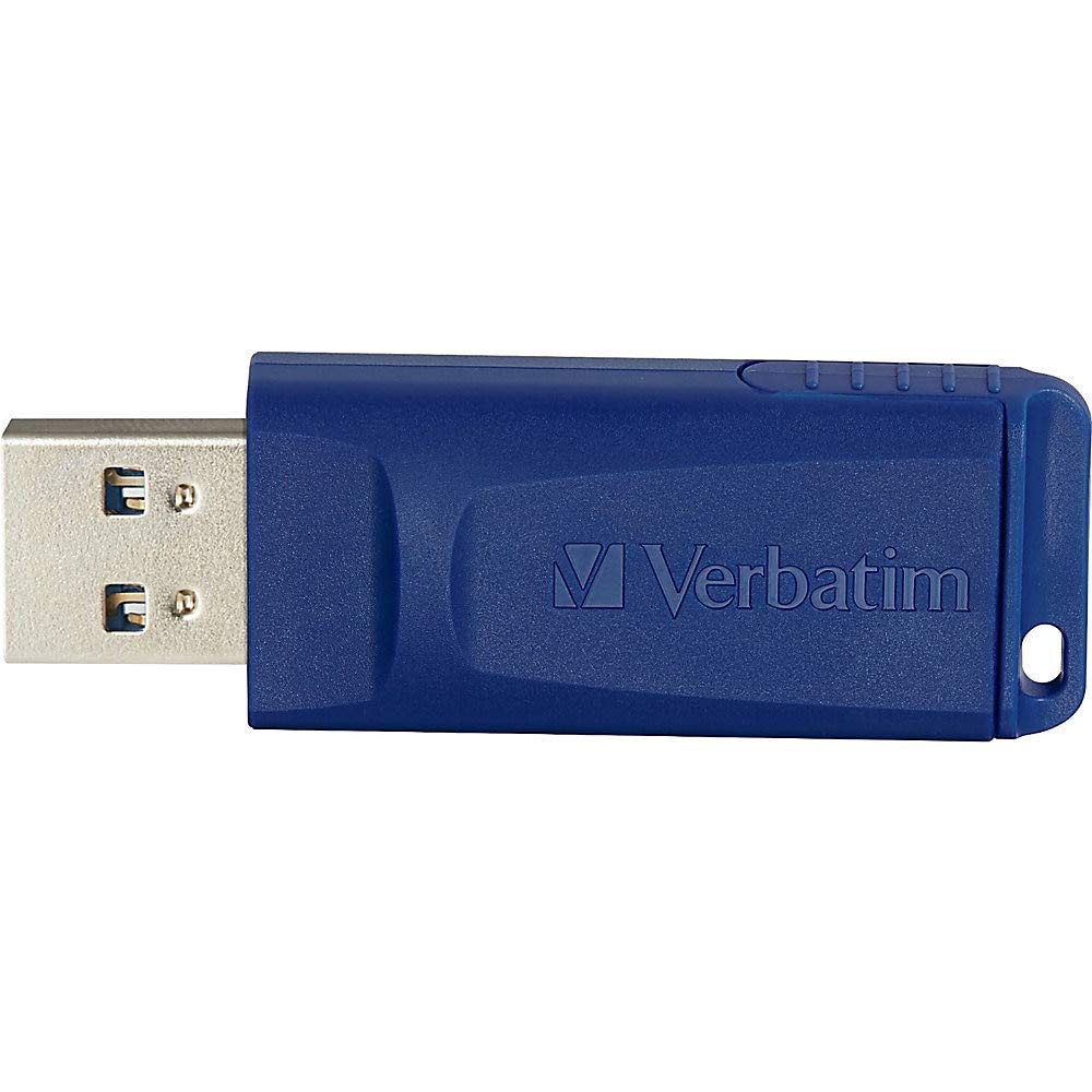 Verbatim 8GB Retractable USB 2.0 Flash Thumb Drive with Microban Antimicrobial Product Protection ā Five Pack Blue