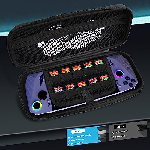IUHOZI Hard Carrying Case and Clear TPU Soft Cover for ASUS ROG Ally Handheld , ASUS ROG Ally 2023 Travel Case with Joystick Protector (Transparent Black)