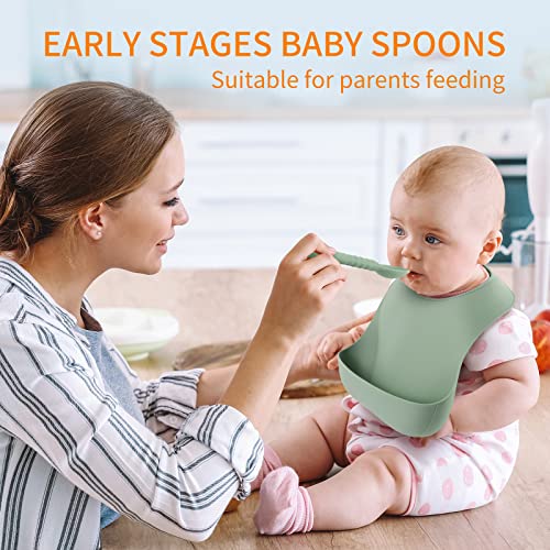 Silicone Baby Feeding Spoons [6 Pack] ME.FAN First Stage Baby Infant Spoons - Baby Utensils Soft Training Spoon Self Feeding - Chew Spoon Set for Babies and Toddlers