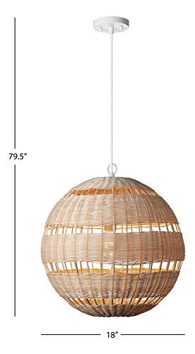 Globe Electric 61015 1-Light Pendant, Natural Woven Twine, Designer White Cloth Cord, Bulb Included