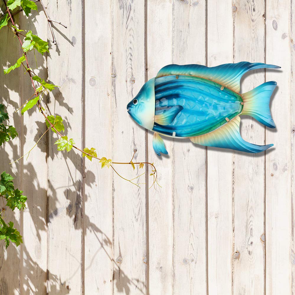 Maansfy Metal Fish Wall Decor Bathroom Garden Art Hanging Glass Decoration for Patio…
