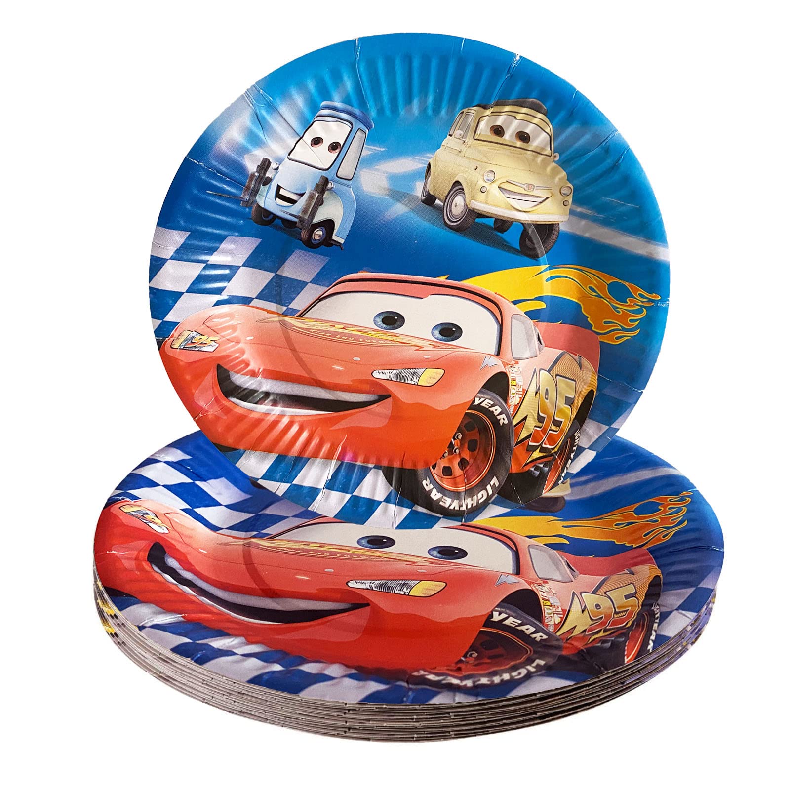 McQueen Race Car Party Supplies,30 plates for Kids Birthday Lightning Car Theme Party