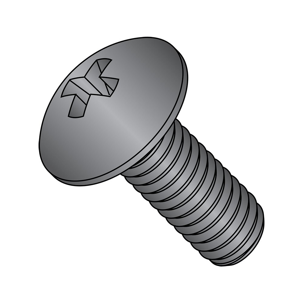 Small Parts 1408MPTBZ Steel Truss Head Machine Screw, Black Zinc Plated Finish, Meets ASME B18.6.3, #3 Phillips, 1/4"-20 Thread Size, 1/2" Length, Fully Threaded, Imported (Pack of 100)