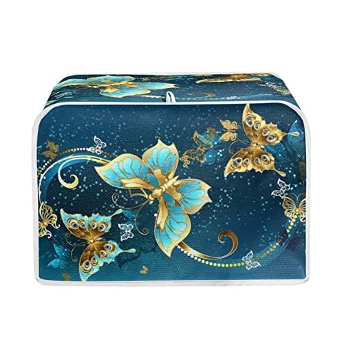 Dolyues 4 Slice Slot Toaster Cover Butterfly Print Bread Toaster Cover Bakeware Protector Bread Toaster Oven Cloth Cover Dust Protection Washable Appliance Cover