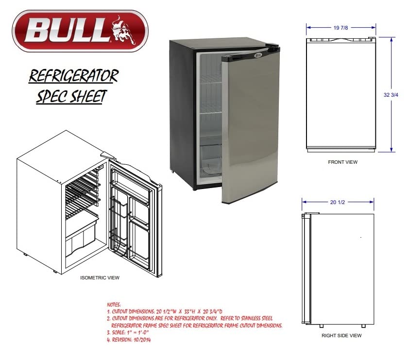 BULL GRILLS The Angus 30" Propane Gas Grill Package-Includes Refrigerator, Single Side Burner, FREE Cover, Double Drawer combo & 5-1 BBQ Tool - FREE Bio-Ethanol Table-top Fire pit