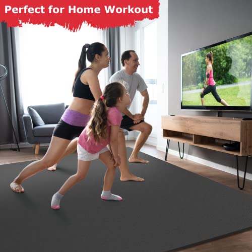 Elevens Large Exercise Mat 9 x 6 ft 7mm Thick Premium Ultra-Durable Non-Slip Workout Mat for Home Gym Flooring, Ideal for Cardio, Fitness, Non-Toxic, Non-Slip Barefoot Exercise Yoga Mat black