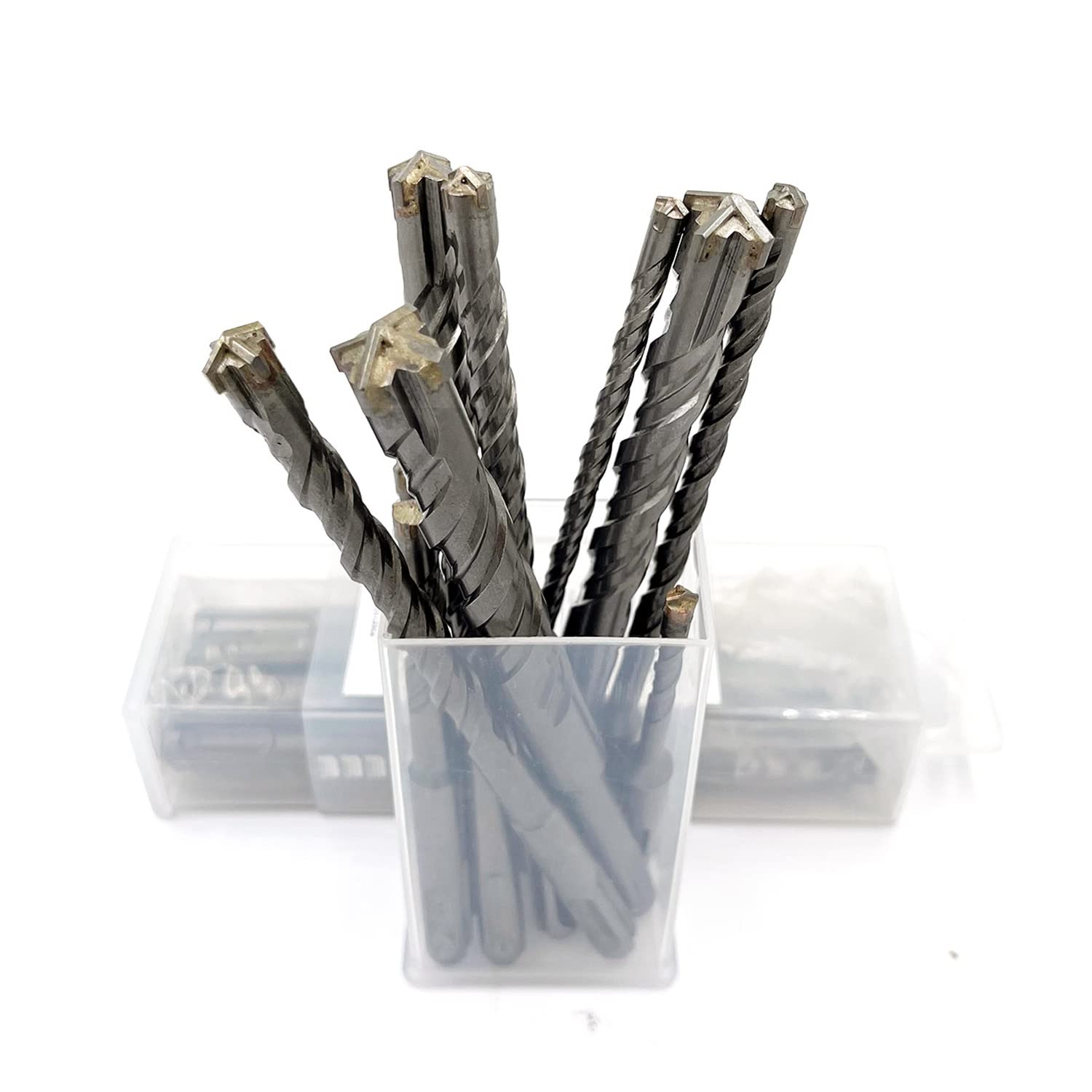 JFOGO 10 Pieces Carbide-Tipped SDS-Plus Rotary Hammer Drill Bit Set for Concrete,Brick,Block,Stone,Masonry