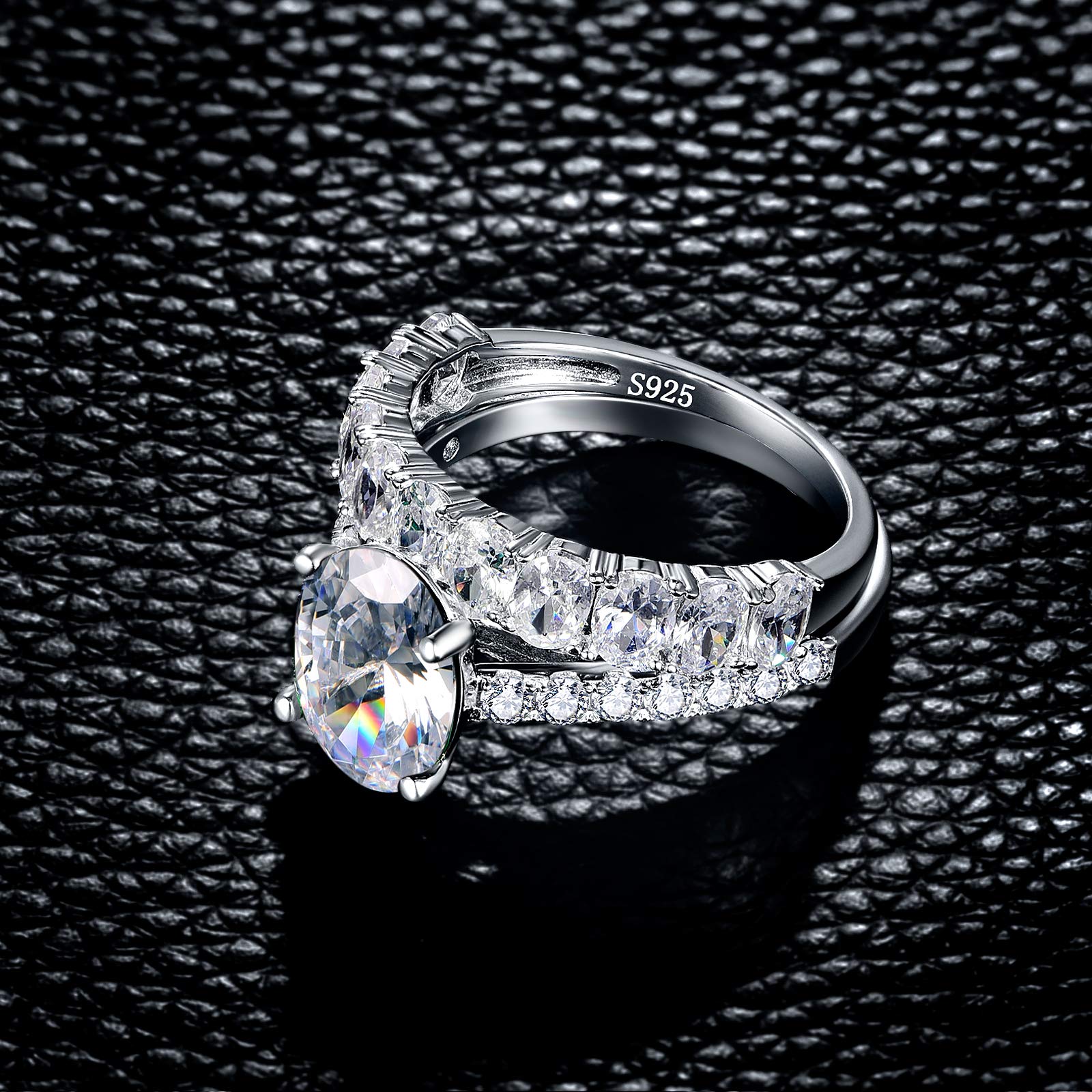 BONLAVIE 925 Sterling Silver Wedding Ring Set for Women 1ct Oval Cut White Cubic Zirconia Bridal Ring Set Wedding Bands Engagement Ring Set Size 10