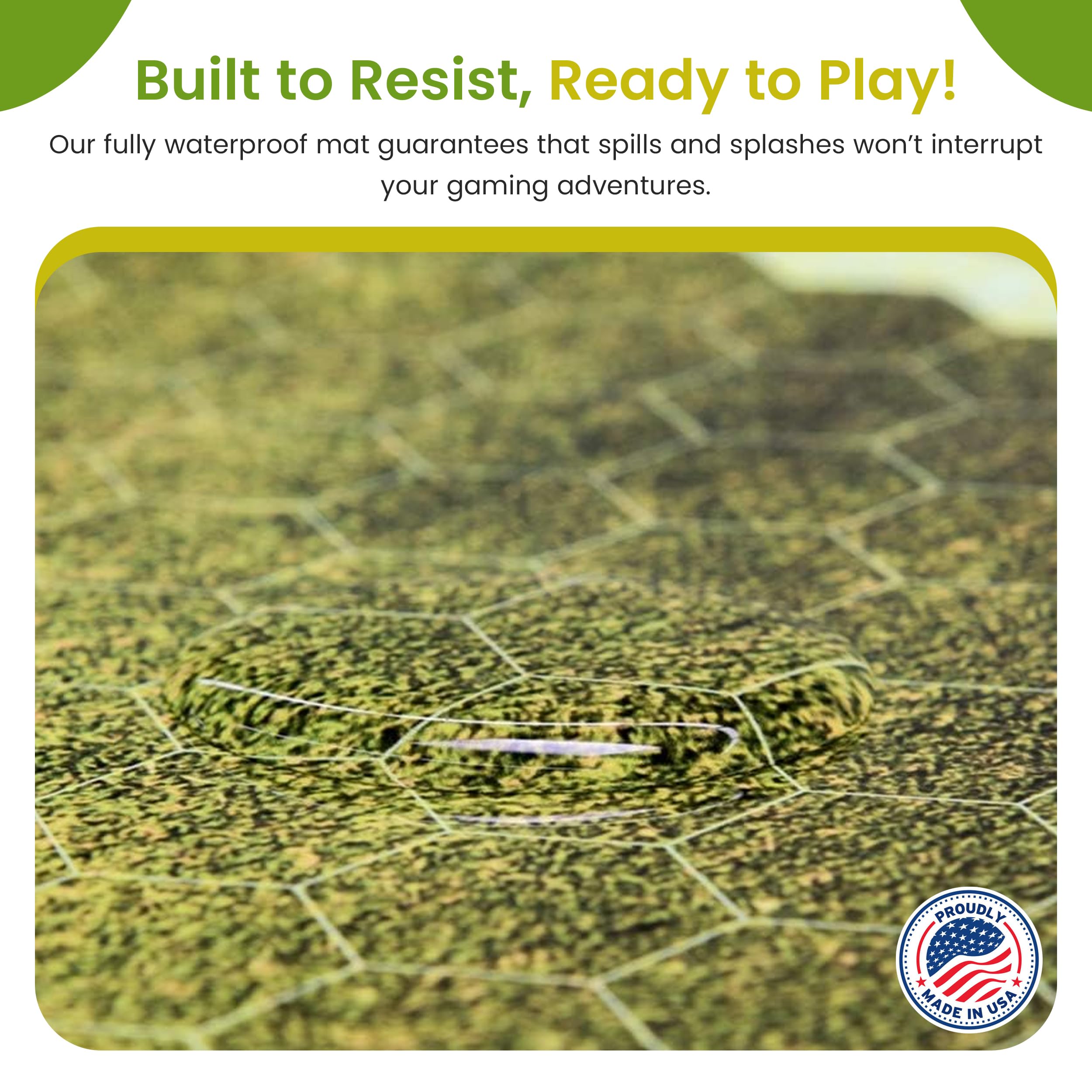 IT'S A SKIN DND Battle Game Mat - 36x24 Inch Dungeons and Dragons Map for Roleplay Games, Warhammer, Grid Tabletop - Includes 4 Dry Erase Markers & Cleaning Cloth - RPG HEX Grid Gross/Moss Theme