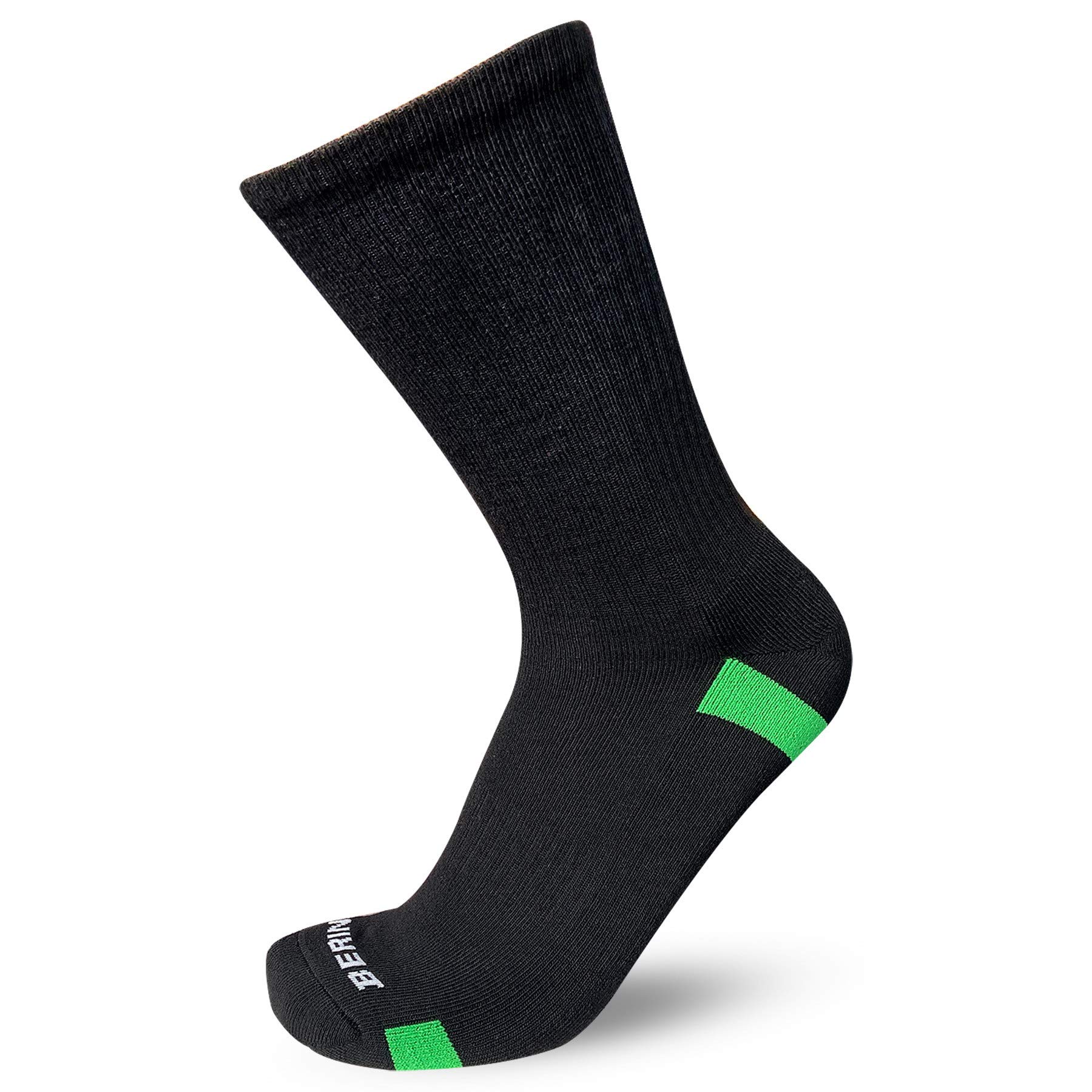 BERING Men's Athletic Cushioned Crew Socks, Size 9-12, White, 6 Pairs