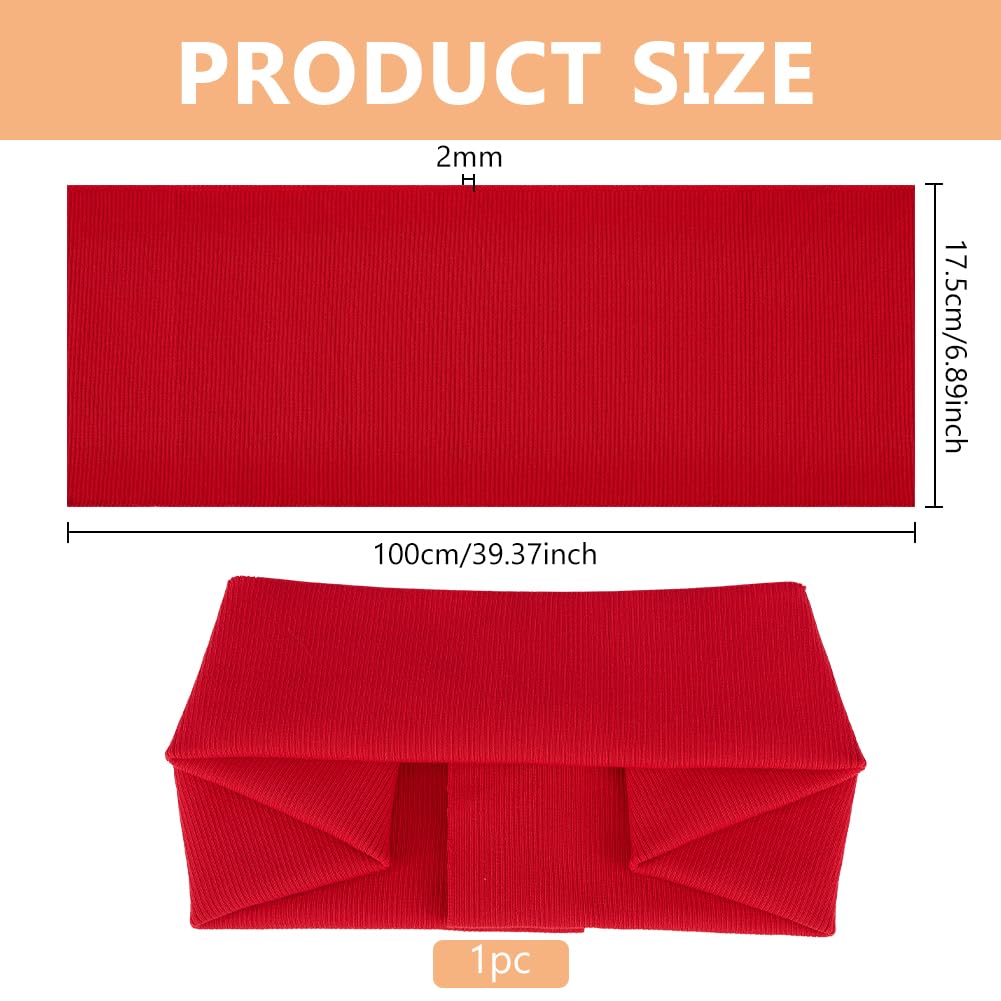 BENECREAT 39x6.9 Inch Knitted Rib Fabric, Dark Red Rib Cuff Fabric, Polyester Ribbing Fabric for Waistband Neckband Cuffs Jacket Extension, Clothing Accessories