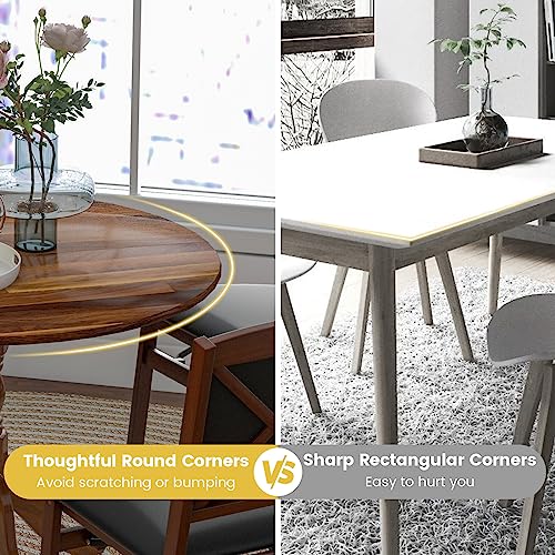Giantex Wooden Dining Table, 40" D X 29" H, Pedestal Tables W/Round Tabletop & Curved Trestle Legs, 4-Person Round Dinner Table for Kitchen, Dining Room, Living Room (40" D, Walnut)