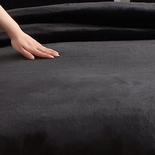 City Scene- Queen Duvet Cover Set, Faux Fur Bedding Set, Ultra Cozy Home Decor (Solid Black, Queen)