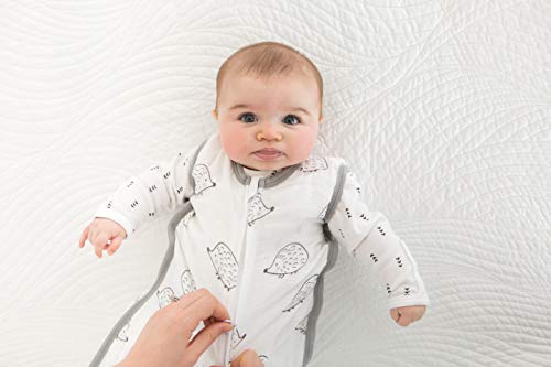 SwaddleDesigns Cotton Muslin zzZipMe Sleeping Sack, Wearable Blanket with 2-Way Zipper, Black Hedgehog, Large (12-18 Month) (Pack of 1)