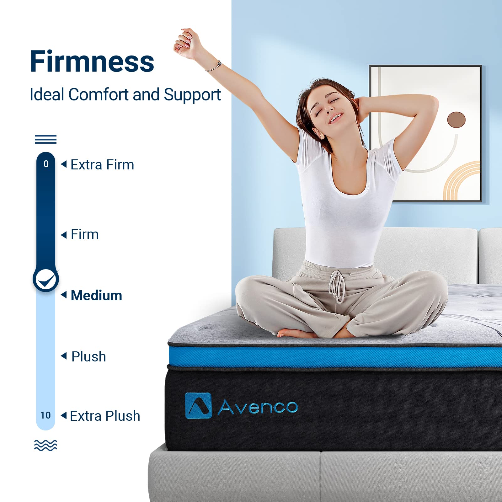 Avenco 12 Inch Hybrid King Mattress in a Box, Medium Firm Pocket Spring and Gel Memory Foam Mattress for King Size Bed, Edge Support, Max Loading 550LBS, CertiPUR-US Certified