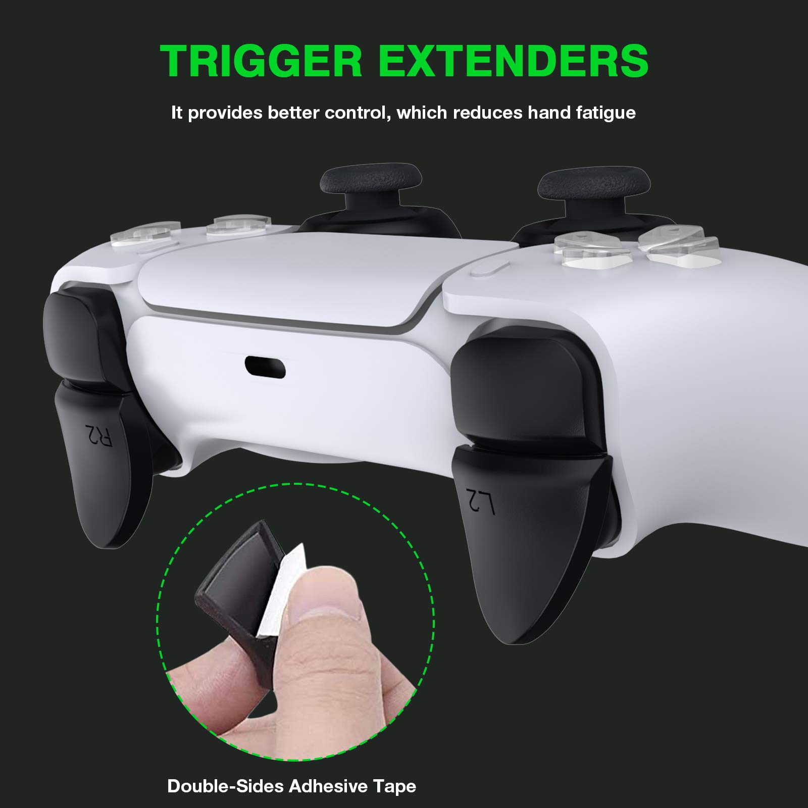 BEJOY PS5 Charging Station, Dual Type-C Controller Charger with Adapter and Trigger Kit, Fast Charging Dock with LED Indicator for Sony Playstation 5 DualSense, White