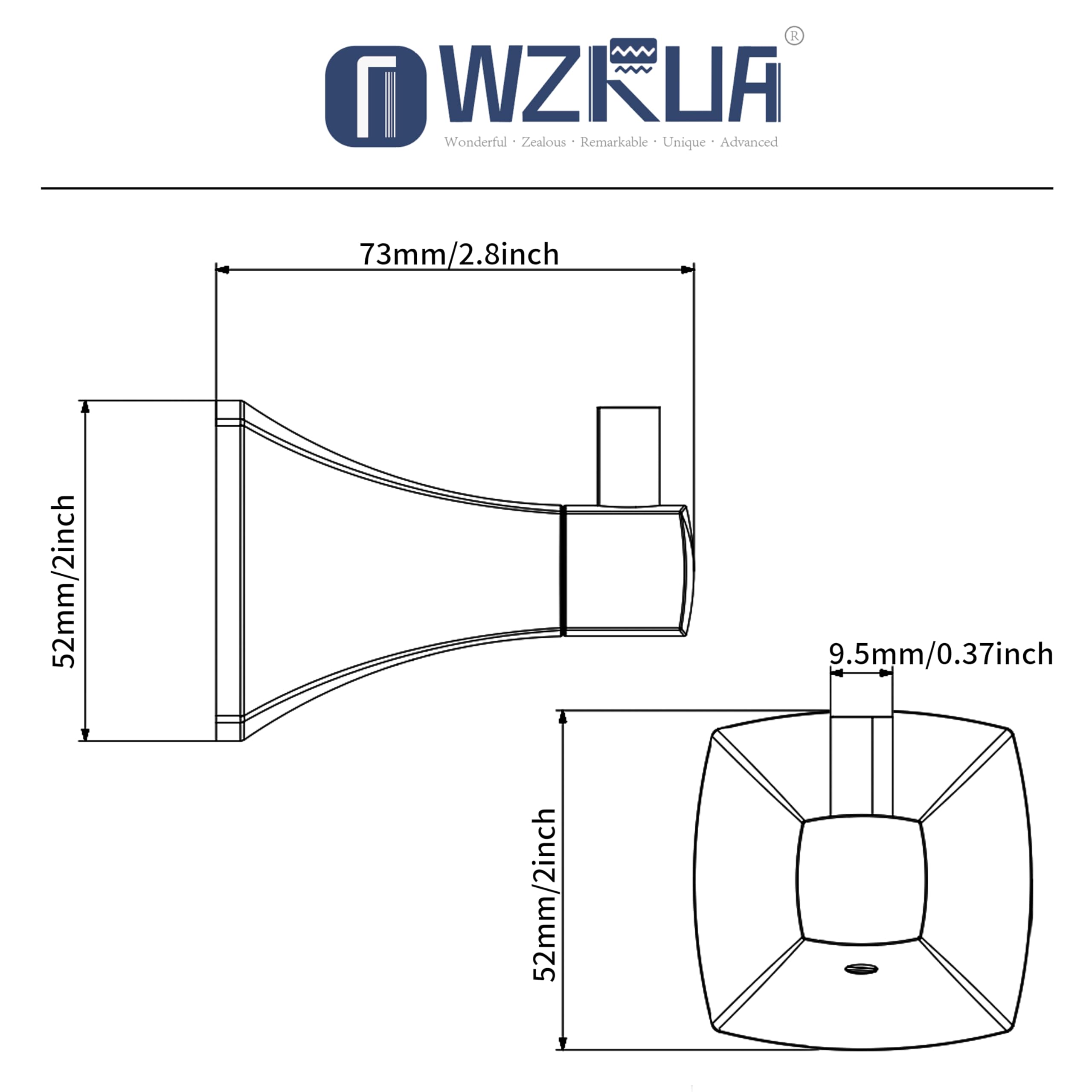 WZRUA Towel Hook Matte Black 2PC,Stainless Steel and Zinc Alloy Robe Coat and Clothes Hook,Heavy Duty Wall Hook for Bathroom & Kitchen,Modern Style Wall Mounted