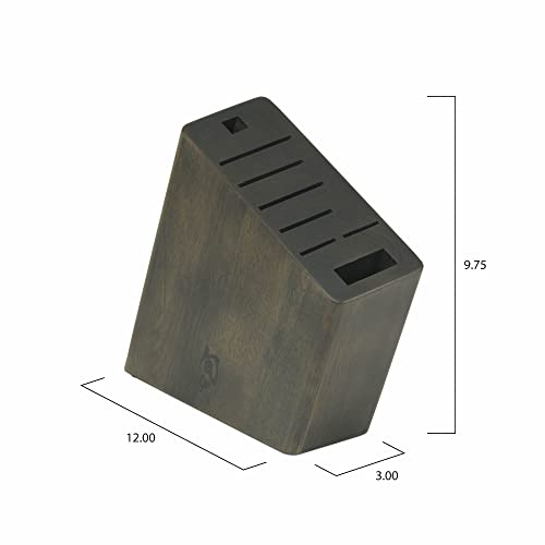 Shun Cutlery 8-Slot Angled Knife Block, Hardwood Block with Attractive Dark Stain, Authentic, Japanese Universal Knife Block, Knife Holder for Kitchen Counter