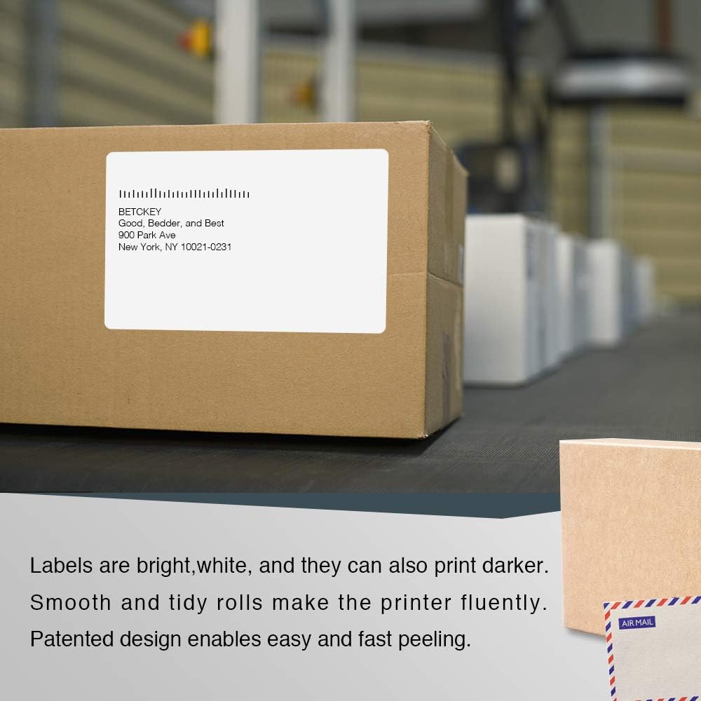 BETCKEY - Compatible DYMO 1744907 (4" x 6") Shipping Labels, Strong Permanent Adhesive & Perforated, Compatible with DYMO Labelwriter 4XL Rollo & Zebra Desktop Printers [2 Rolls/440 Labels]