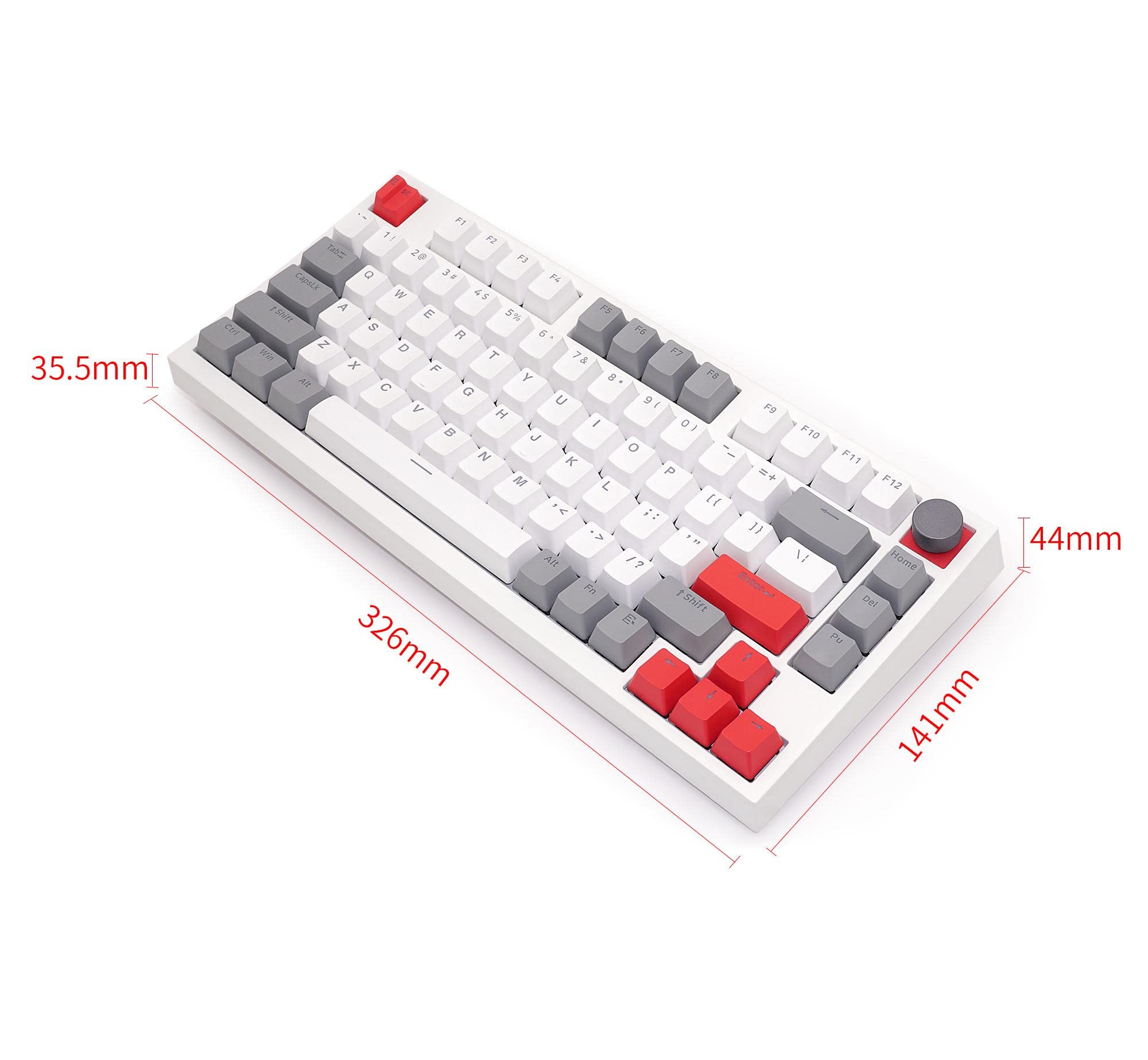 BOYI GK75 Tri-Mode 75% Keyboard with Knob Hot Swappable RGB Mechanical Keyboard,2.4Ghz/Bluetooth 5.0/Wired Keyboard 80 Keys Programmable Gmaing Keyboard (Skyloong Brown Switch,Cool-Red Theme)