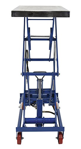 Vestil AIR-800-D Steel Air Hydraulic Cart, 800 lbs Capacity, 35-1/2" Length x 20" Width Platform, 15" - 51" Height Range