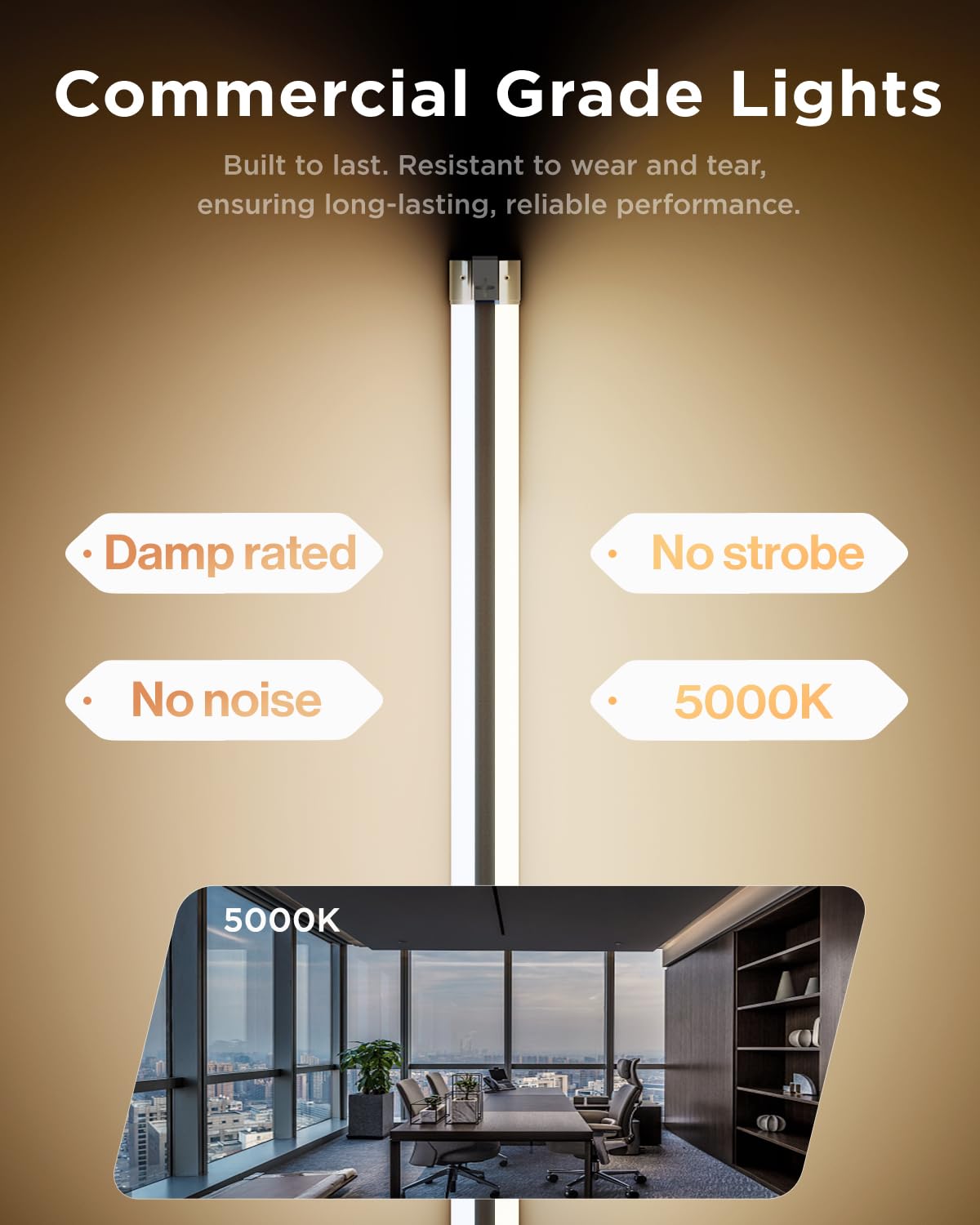 Sunco Linkable LED Utility Shop Light, 4500 LM, 5000K Daylight, 4 FT, 48 Inch Integrated Fixture for Garage, 40W Equivalent 150W, Surface + Suspension Mount, White 2 Pack