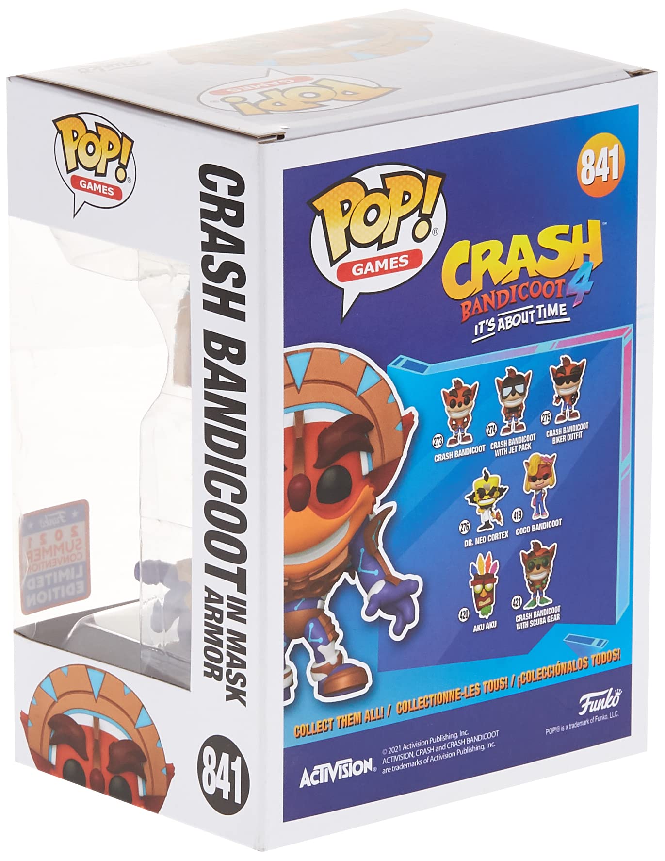 Pop! Games Crash Bandicoot 841 Crash Bandicoot in Mask Armor 2021 Convention