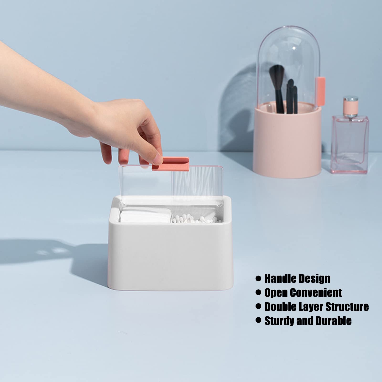 Cotton Pad Holder Dustproof Lightweight Storage Container with Lid for Makeup Accessories