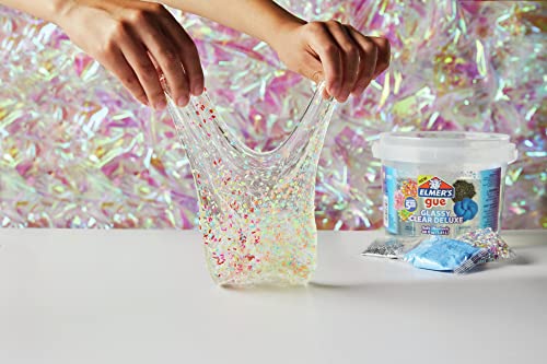 Elmer's GUE Premade Includes 5 Sets of Slime Add-ins, 3 Lb. Bucket, Glassy Clear, Large