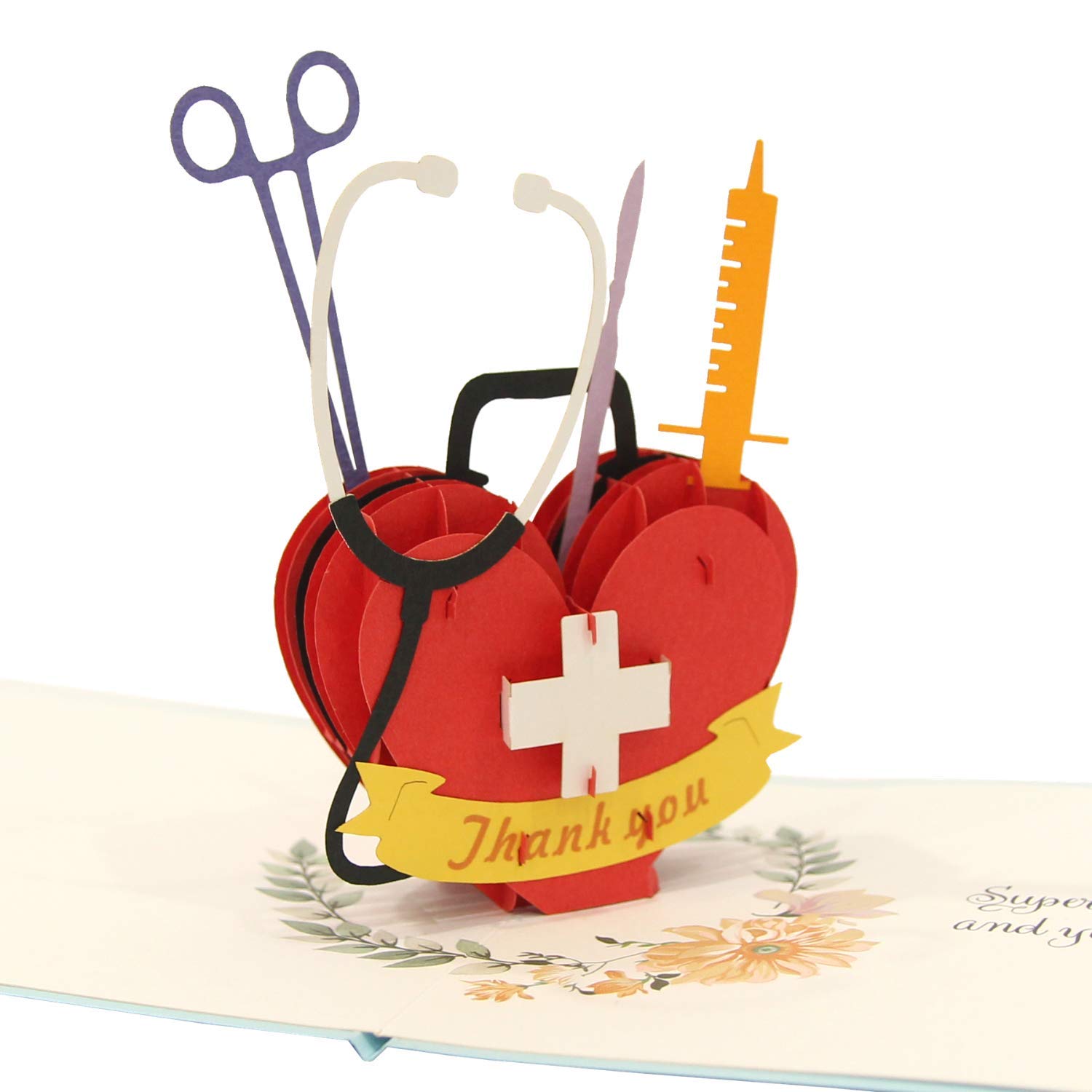 CUTE POPUP - Father's Day Card, Medical Thank You Card with Superhero Heart Design, Birthday Card, Nurse Card, Card Thinking of You, Special Surprise for Doctor, Paramedic, Healthcare Workers