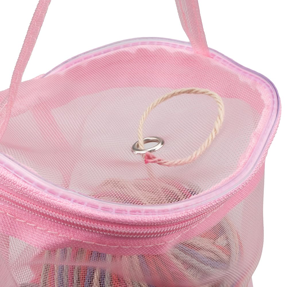 Craft County Mesh Yarn Holder with Carrying Handle β Collapsible Container to Store and Transport β Pink (Small)