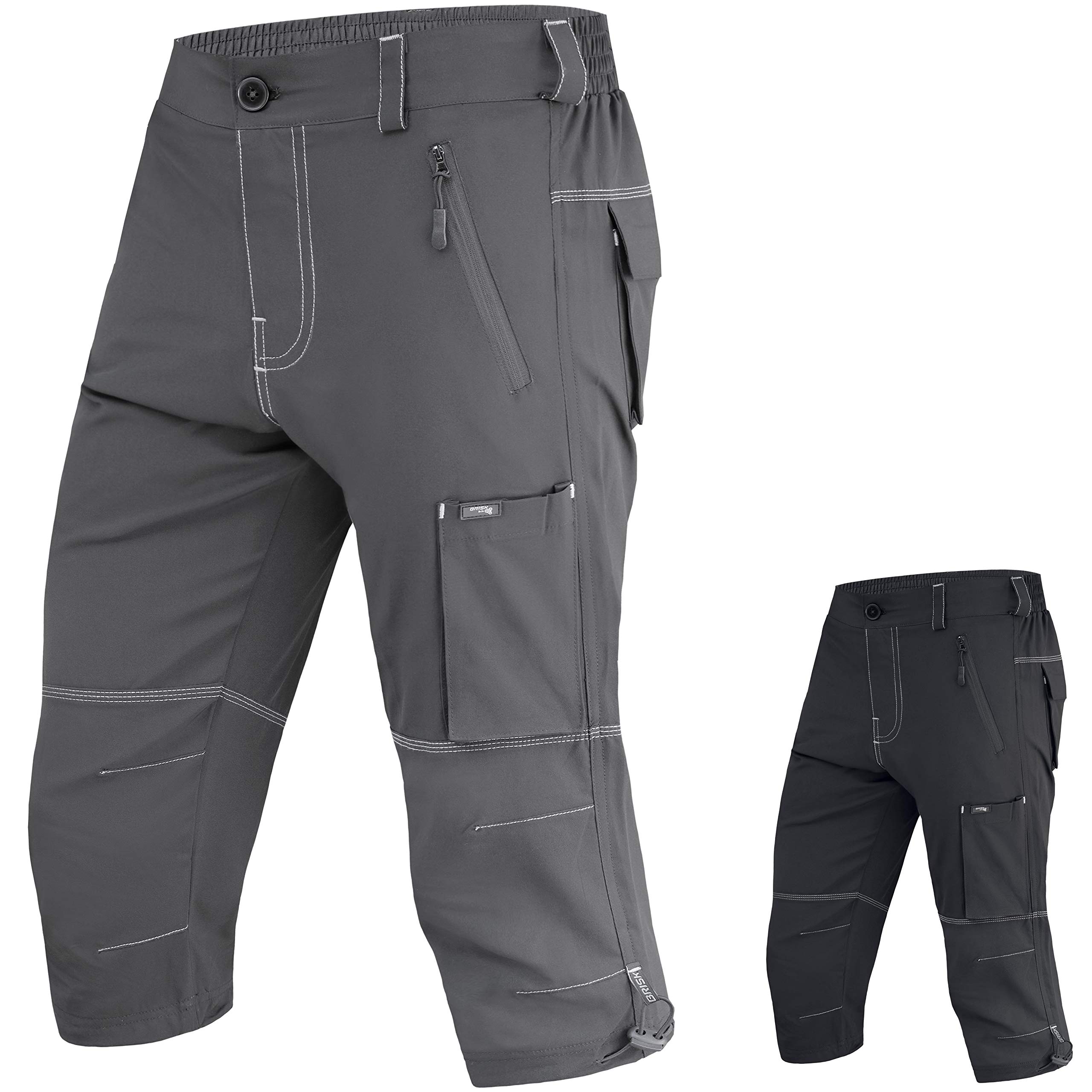 Brisk Bike 3/4 MTB Short Mountain Bike Cycling Short (Grey, M)