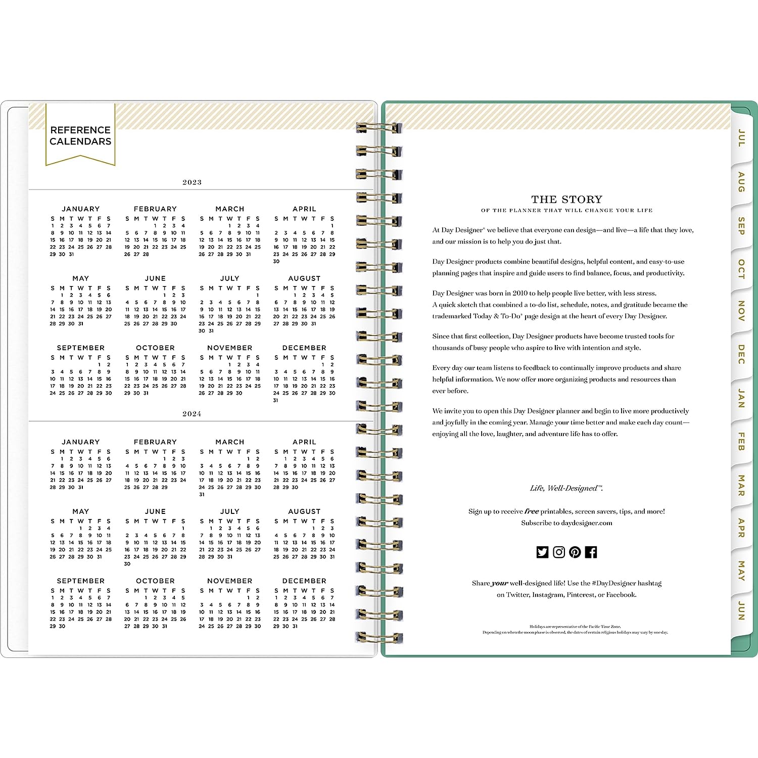 Blue Sky Day Designer for 2023-2024 Academic Year Weekly and Monthly Planner, 5' x 8', Frosted Flexible Cover, Wirebound, Palms (137892-A24)