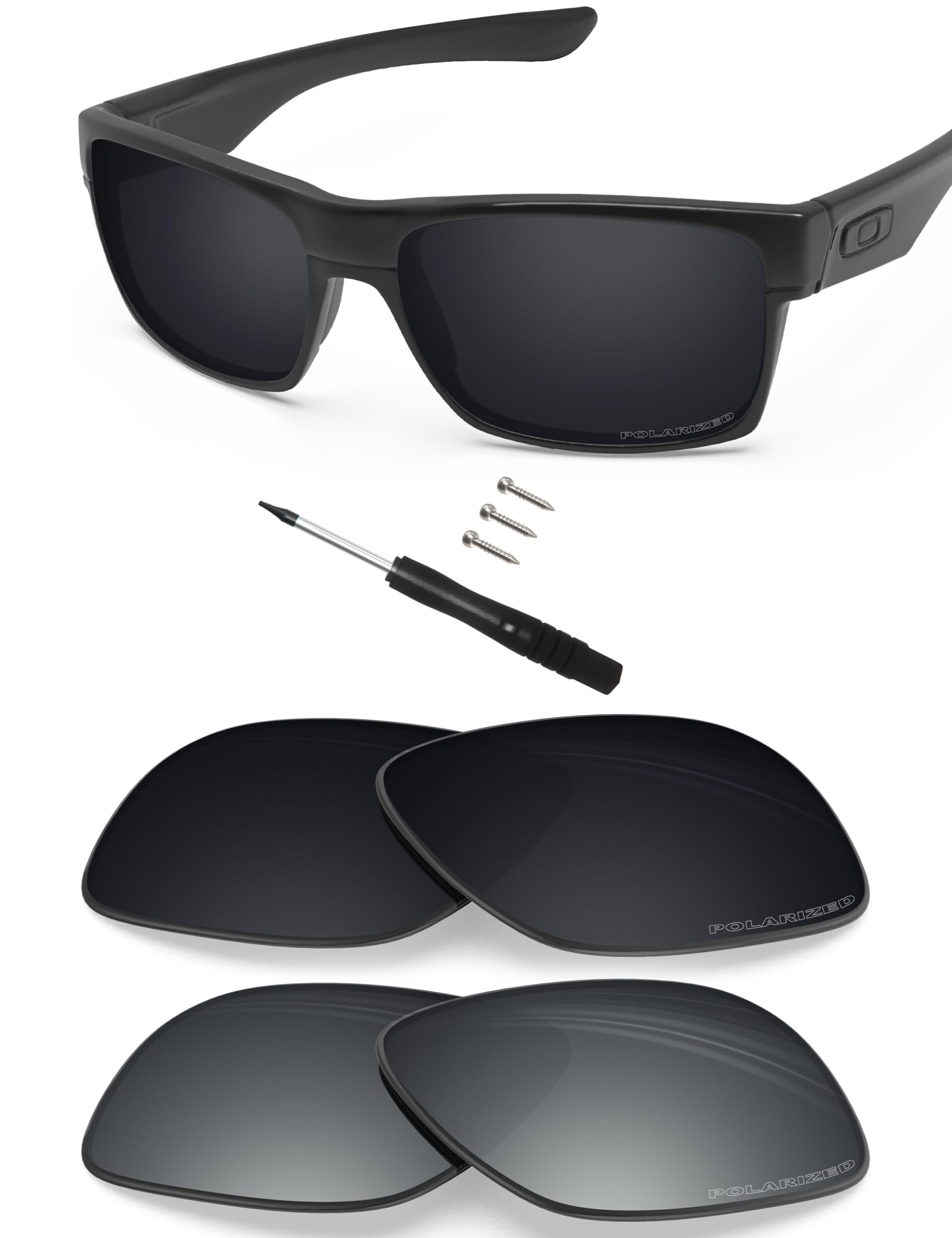 BLAZERBUCK Anti-salt Polarized Replacement Lenses for Oakley TwoFace OO9189 - Black & Silver Chrome