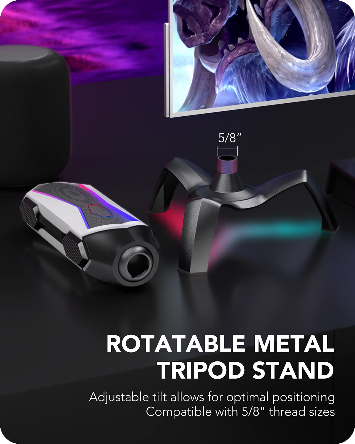 PoP voice USB Microphone, Condenser Gaming Mic for PC, PS4 and Mac, with Tap-to-Mute Sensor and Tripod Stand, Best for Games, Streaming, Podcasts, Twitch, YouTube, Discord, OBS, TeamSpeak