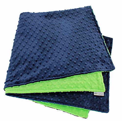 MEG ORIGINAL Navy Blue & Lime Green Minky Dot Baby Blanket 972