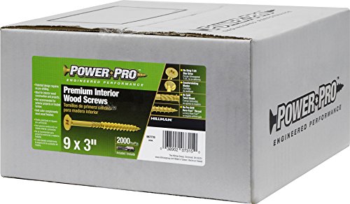 Power Pro 967770 Wood Screws, 9 x 3, Premium Star Drive Indoor Cabinet Screws, Gold Yellow Zinc, 1/4 Keg, 2000 pcs