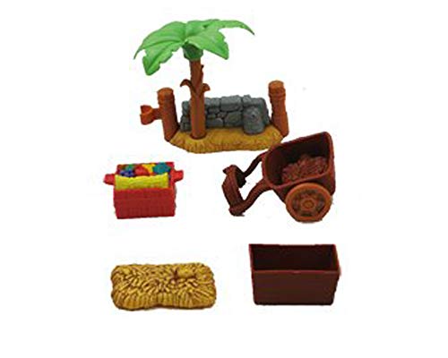 Replacements Parts For Little People Nativity & Christmas Story Nativity, (2 Fences, Food Crate, Cart, Hay Bale, and Hay Box)