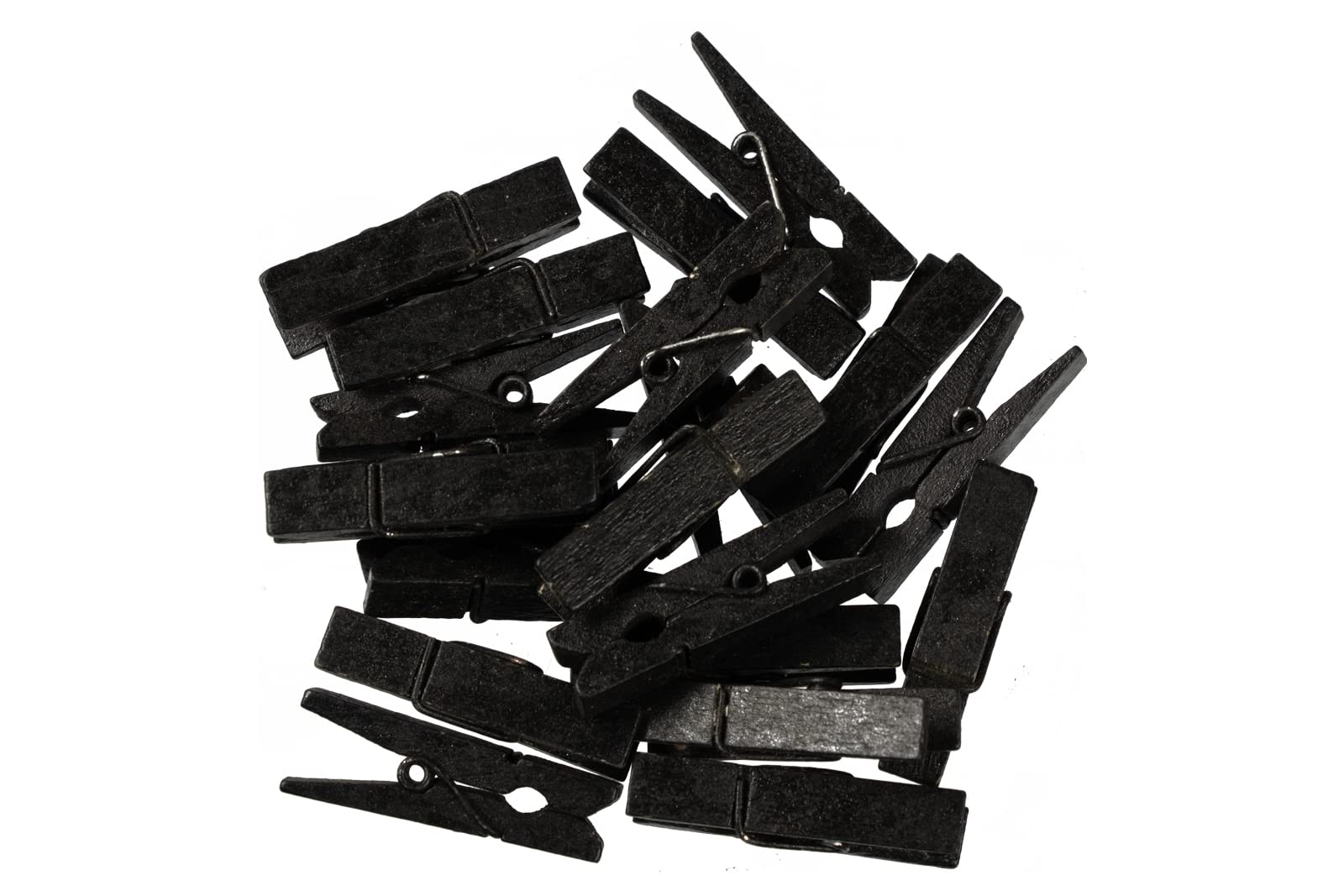 JAM PAPER Wood Clip Clothespins - Standard - 1 3/8 Inch - Black - 20 Clothes Pins/Pack