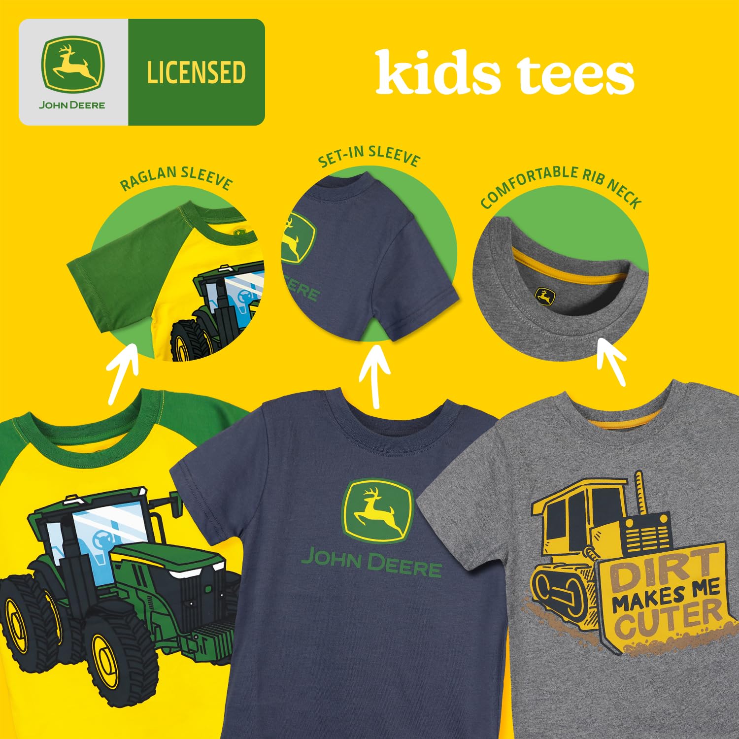 John Deere Little Kids Boys Trademark Short Sleeve Tee, Green, 5