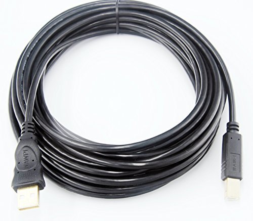 wawpi USB Cable 25 ft Gold-Plated USB 2.0 Cable - A-Male to B-Male - Printer/Scanner-25 Feet (8 Meters)