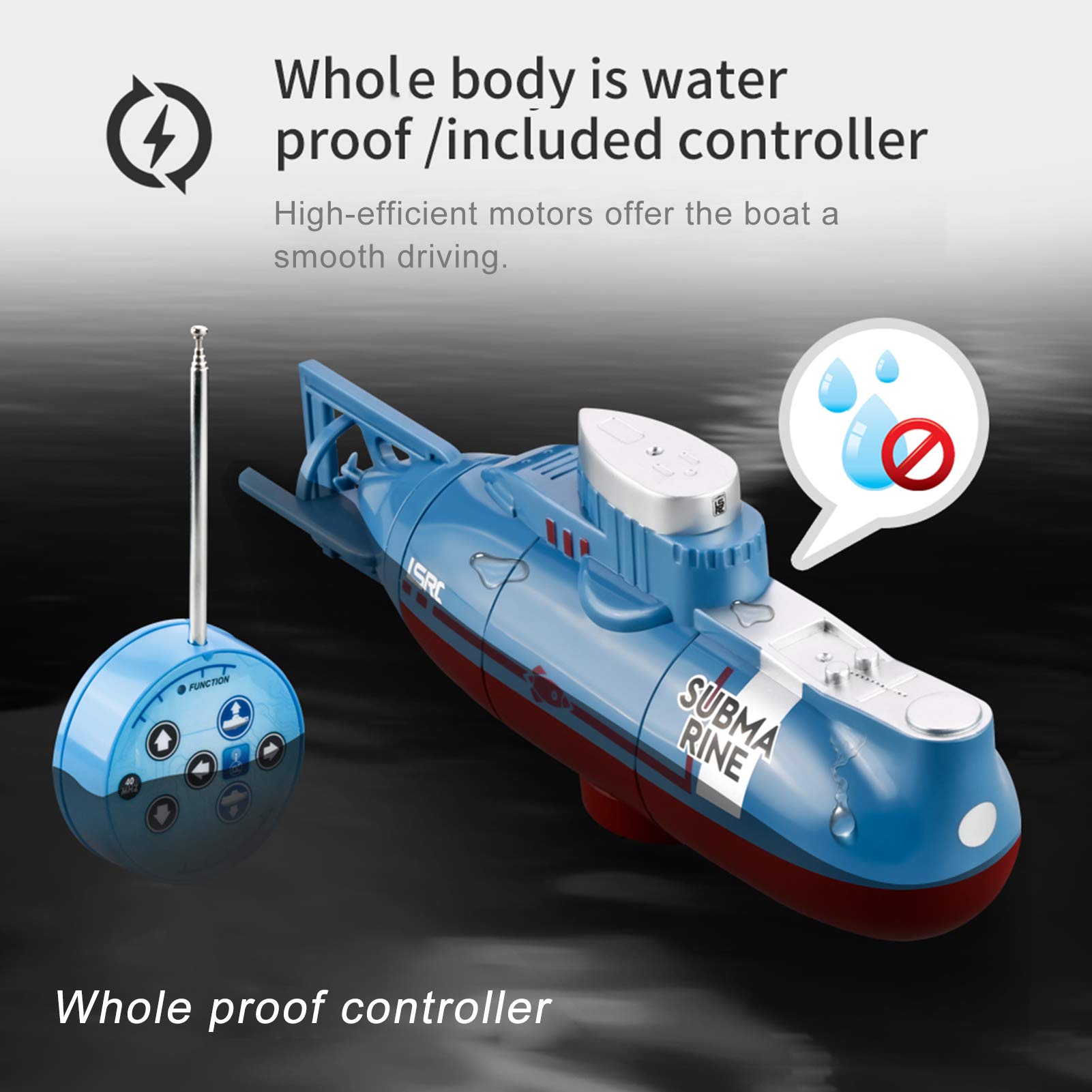 GoolRC Mini RC Submarine for Kids, LSRC-SMI Remote Control Boat Waterproof Diving Toy for Boys and Girls (White)