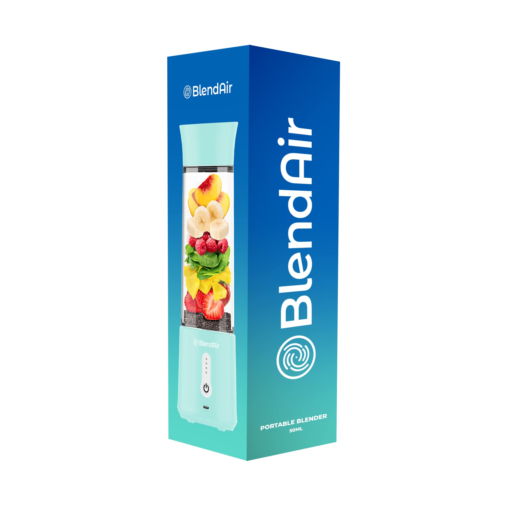BlendAir Portable Blender - 500ml, Teal, USB Rechargeable, Powerful & Durable, Personal Blender for Smoothies, Soups, Sauces, Crushing Ice, Baby Food & More