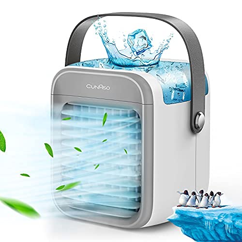 Portable Air Conditioners, Anti-Leak Personal Mini Air Conditioner Fan, Rechargeable USB Evaporative Air Cooler With 3-Speed Mode LED Light,Quiet Desktop Cooler for small Room Office Camping Car