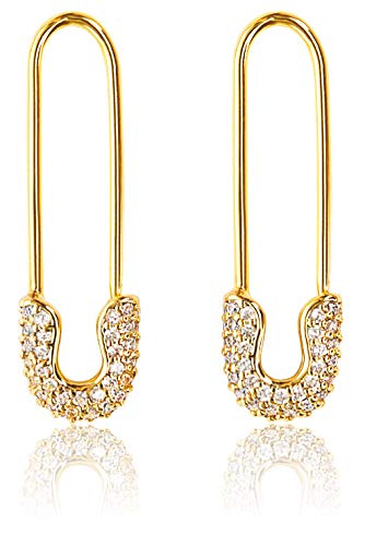 Benevolence LA Safety Pin Earrings for Women, Paper Clip Earrings, Dangle Earrings, Gold Plated Hoop Earrings, Safety Pin Jewelry, Paperclip Earrings