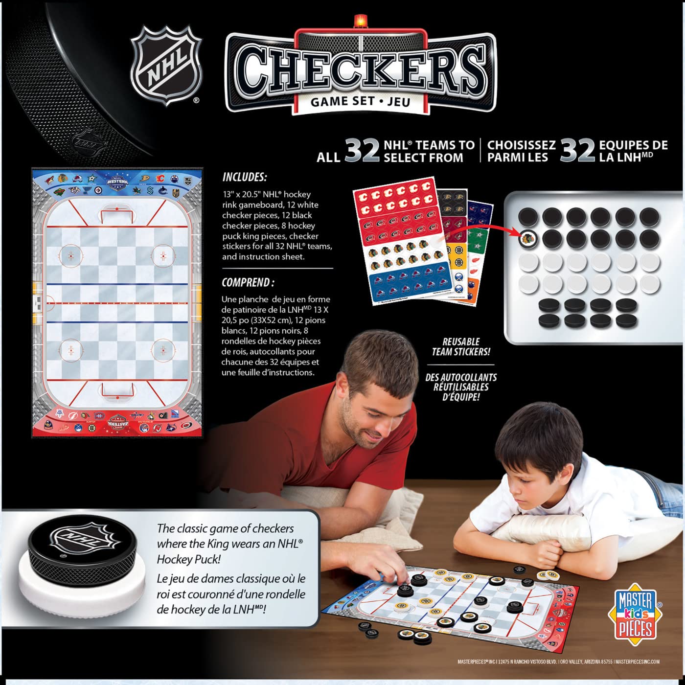 MasterPieces NHL Full League Version Checkers Board Game Team Color, 13" x 21"
