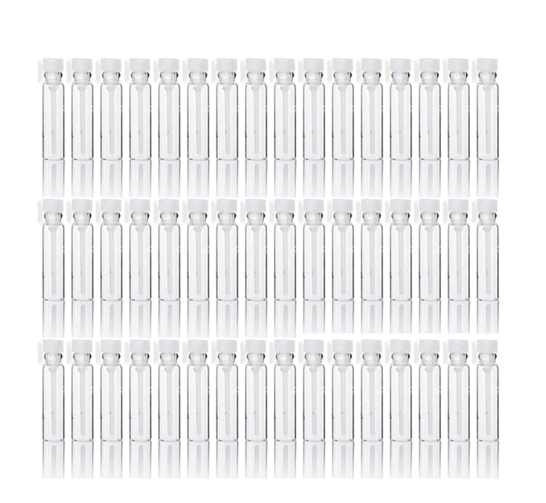 Elfensatll- 100PCS Transparent Clear 1ml 1/4 Dram Empty Glass Sample Vials With 0.5ml 10pcs Pipettes Droppers for Party Makeup Tool Essential Oils Aromatherapy Perfume Cologne