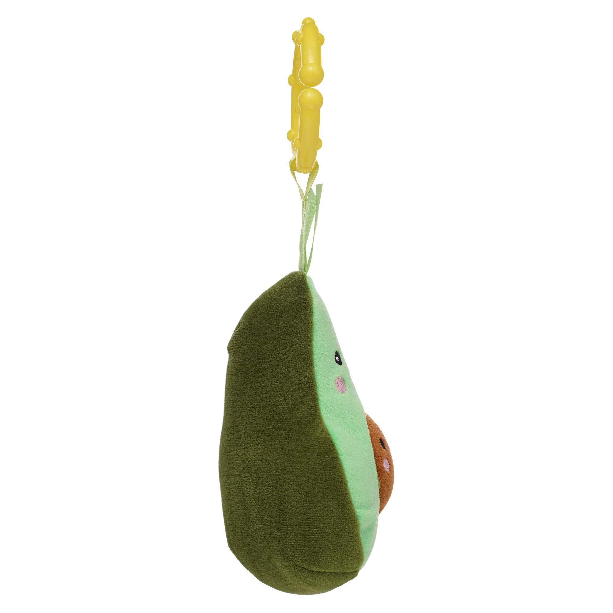 Manhattan Toy Mini-Apple Farm Avacado Baby Travel Toy with Rattle, Chime, Crinkle Fabric & Teether Clip-on Attachment