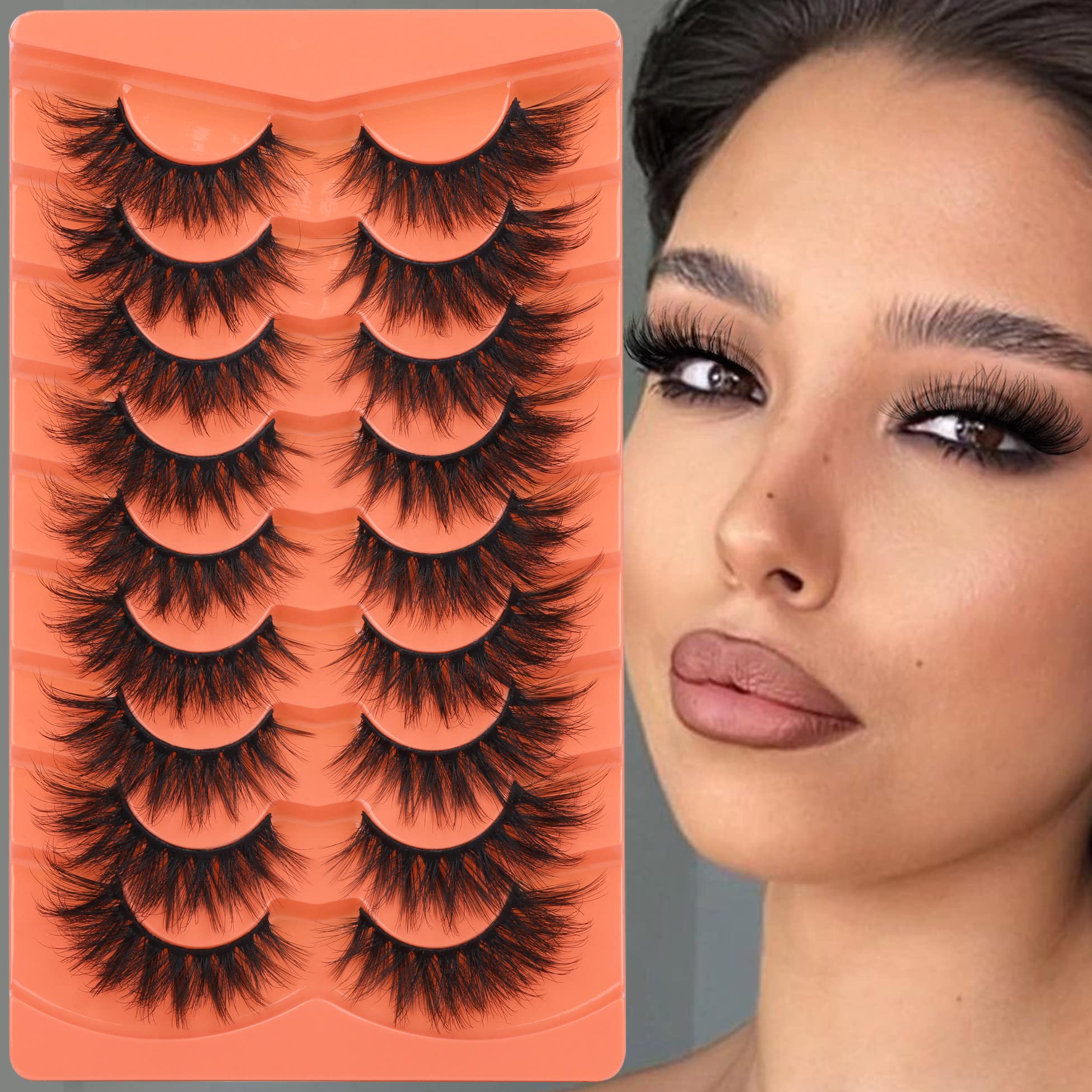Cat Eye Eyelashes Natural Mink Lashes 18 mm Wispy Fake Eyelashes Lash Extensions Fluffy False Eyelash Strip Fox Eye Lashes Pack